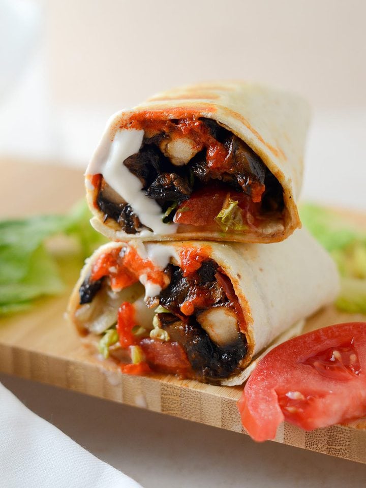 Grilled Portobello Mushroom Wrap with Yogurt Tahini Sauce - Naturallie ...