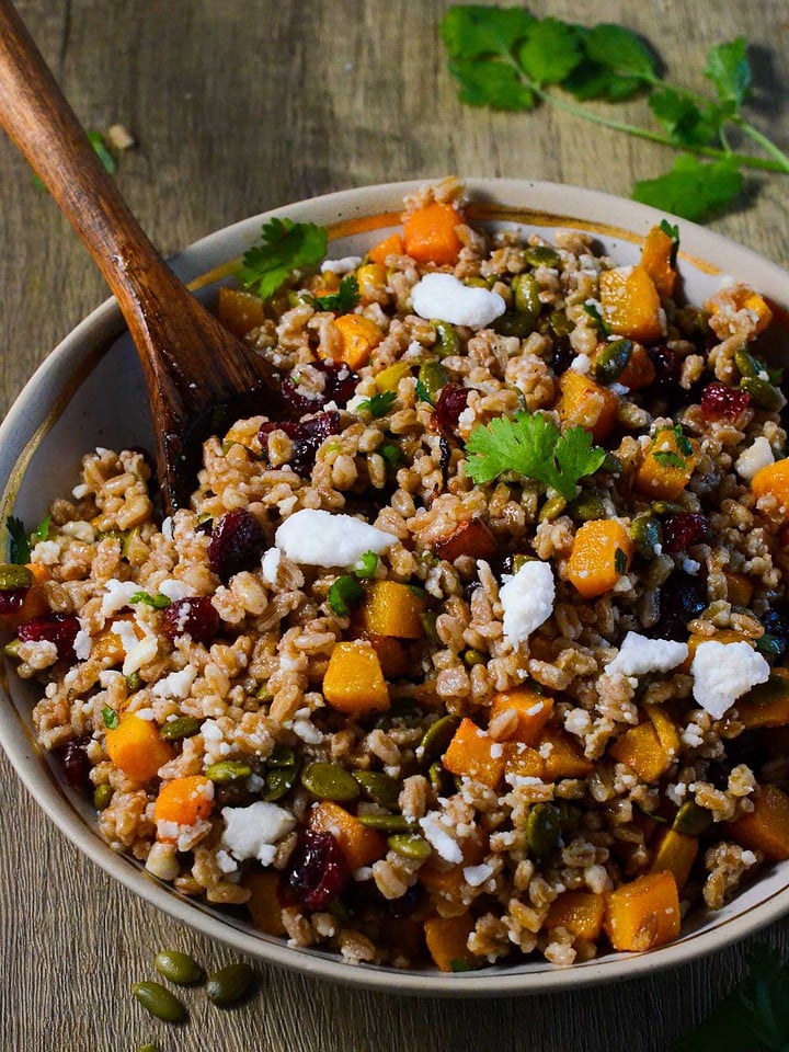 Fall Farro Salad with Butternut Squash - Naturallie Plant-Based