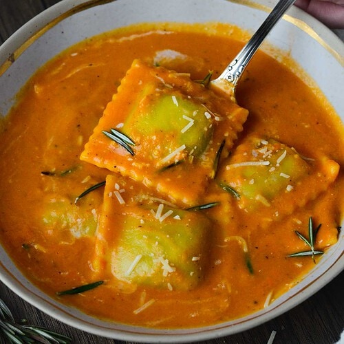 Rustic Tomato Ravioli Soup (Vegan) - Naturallie Plant-Based