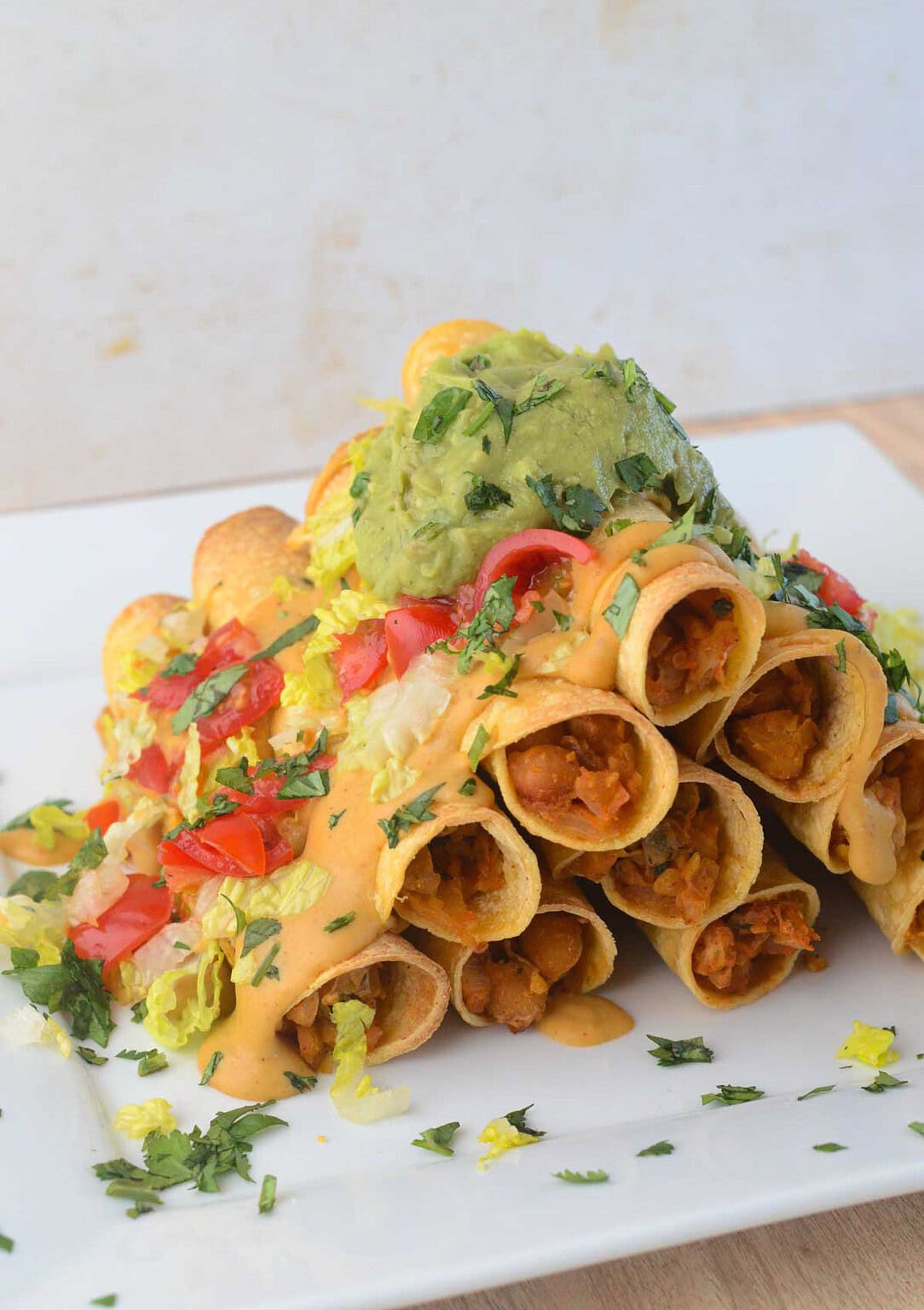 Crispy Chickpea Taquitos with Spicy Queso (Vegan) - Naturallie Plant-Based