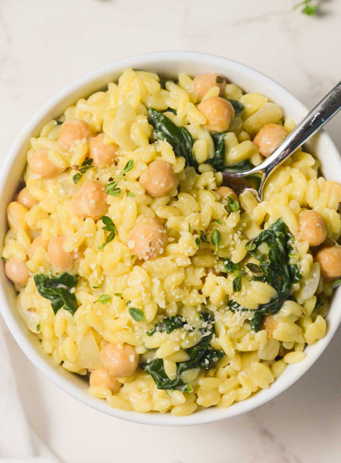 Creamy Garlic Spinach Orzo - Naturallie Plant-Based