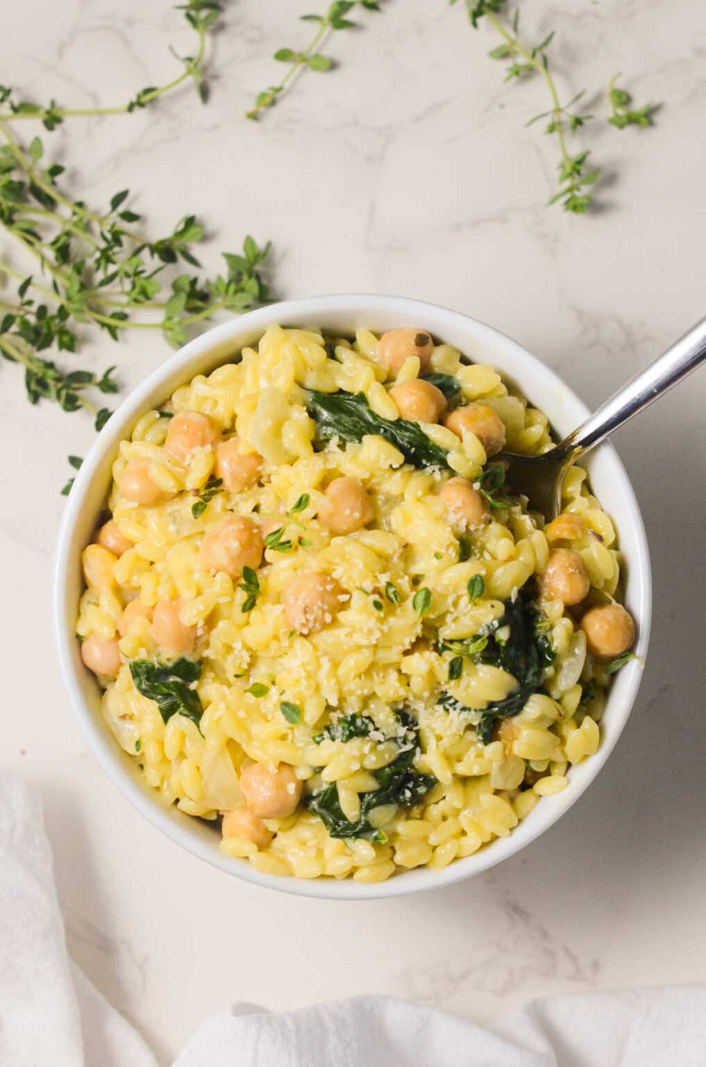 Creamy Garlic Spinach Orzo - Naturallie Plant-Based