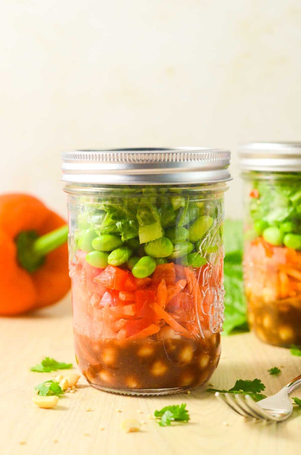 Sesame Ginger Chickpea Mason Jar Salad - Naturallie Plant-Based