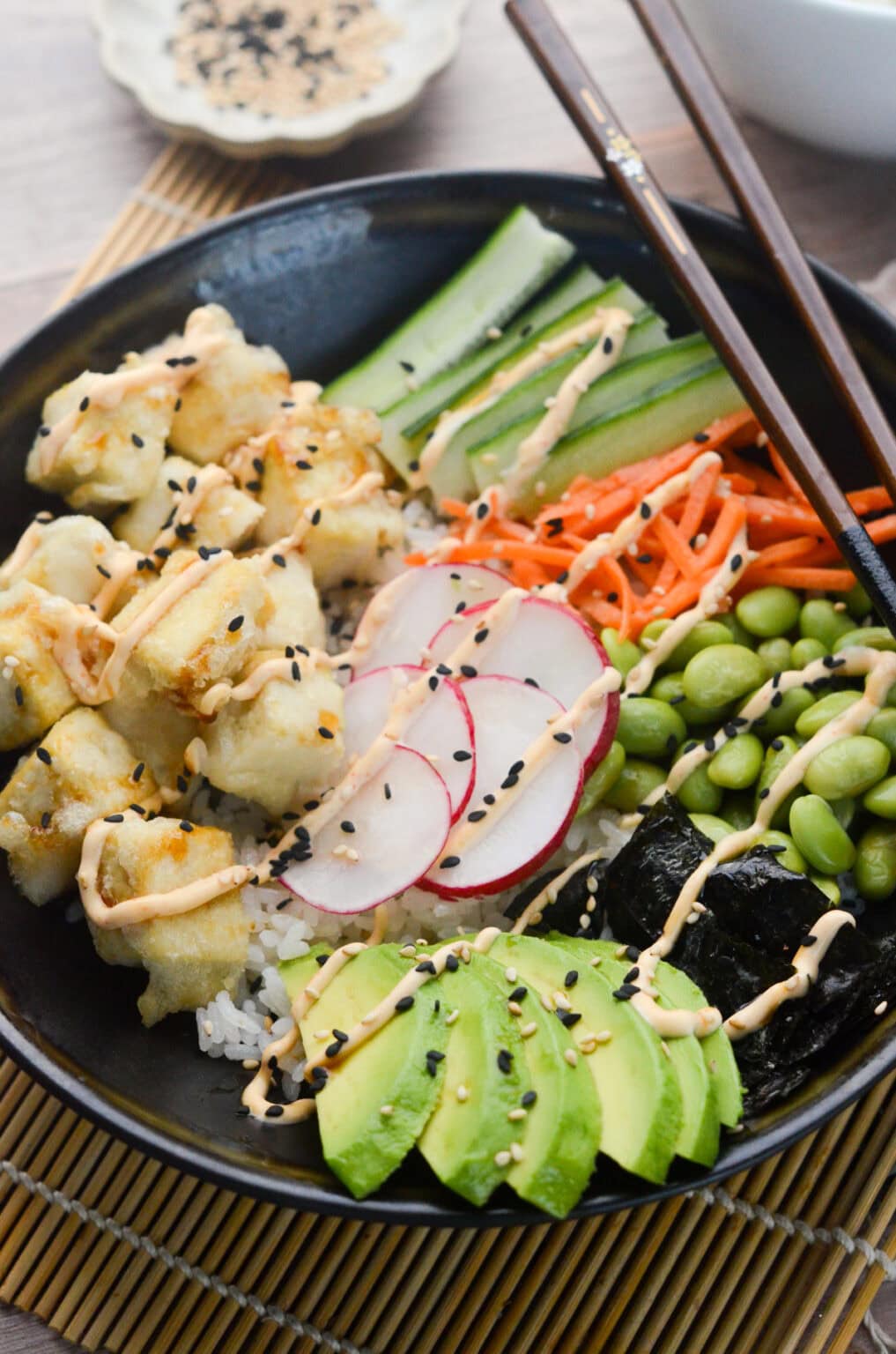 Dragon Bowl with Crispy Tofu Tempura - Naturallie Plant-Based